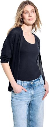 Cecil Damen B253776 Mesh Strickjacke, universal Blue, XXL
