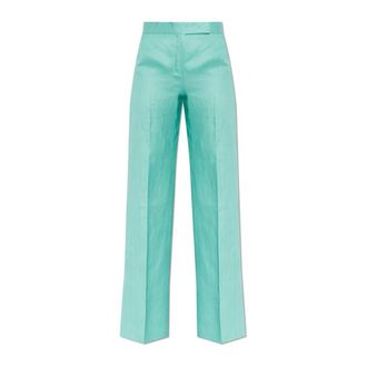 Max Mara Femme, Pantalons, Vert, Taille: 38 FR Pantalon en Lin Deserto
