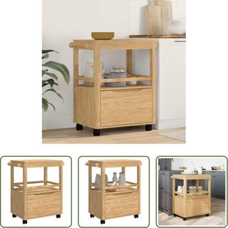 vidaXL vidaXL K&uuml;chenregal - K&uuml;chentrolley FLORO Wachsbraun 72,5 x 45 x 80 cm