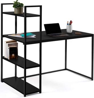 IDMarket Bureau biblioth&egrave;que DELSON Noir Design Industriel