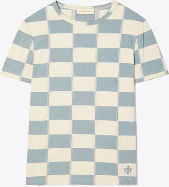 Tory Burch Damen T-Shirt mit Schachbrettmuster