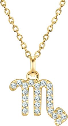 Glanzst&uuml;cke M&uuml;nchen Halskette - Sterling Silber Halskette Zirkonia Sternzeichen Sk - Gr. unisize - in Gold - f&uuml;r Damen