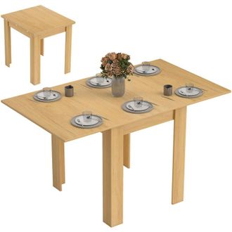 HOMCOM Table &agrave; manger extensible - HOMCOM - 4 &agrave; 6 personnes - patins en feutre - panneau de particules - 70-140x80x77,5cm - bois naturel