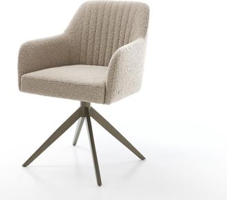 DELIFE Drehstuhl Greg-Flex Boucl&eacute; Schlamm Kreuzgestell breit Effektfinish Titan 360&deg; drehbar Wippfunktion Taschenfederkern, Esszimmerst&uuml;hle