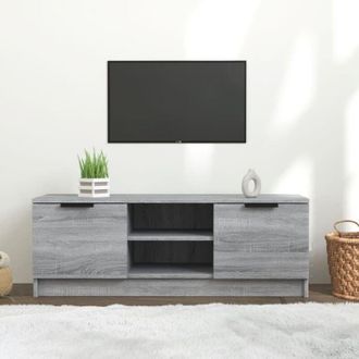 vidaXL Vidaxl - Meuble TV Sonoma gris 102x35x36,5 cm - Bois ding&eacute;nierie - 2 compartiments ferm&eacute;s et 2 ouverts - R&eacute;sistant &agrave; lhumidit&eacute;