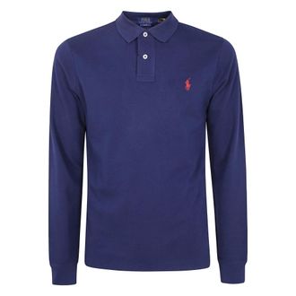 Polo Ralph Lauren Langarm Strick-Polohemd - - Tops - Herren - Blau - 2XL