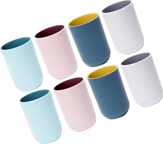 BESPORTBLE 8 St&uuml;ck Mundsp&uuml;lbecher aus Bruchsicherem Kunststoff mit Zahnb&uuml;rstenhalter Wiederverwendbar Mattierte PP Becher in Zweifarben Design f&uuml;r Bad Reisen und