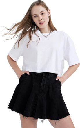 DeFacto Womens B0651AX T-Shirt, White, X-Small