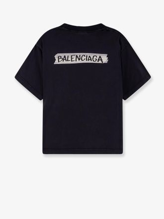 Balenciaga Womens T-Shirt Used Effect Black Cotton T-Shirts & Jerseys