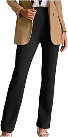 Generic Pantalon de travail décontracté pour femme - Pantalon habillé formel confortable et extensible - Gabardine incurvée - Coupe ajustée - Jambe droite - P