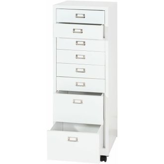 Hhg Rollcontainer HHG 473, Schubladenschrank Stahlschrank Aktenschrank, Metall 115x40x41cm 8 Schubladen weiß