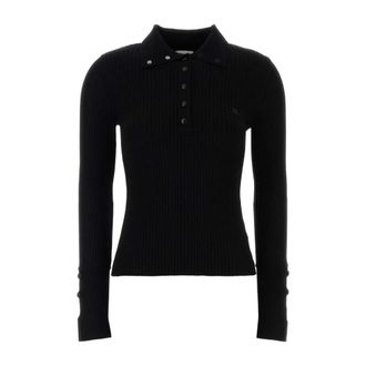 Courr&egrave;ges Classic Rib Polo - - Tops - Damen - Schwarzk - XS