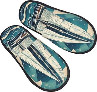 Generic Slippers Voilier Oc&eacute;anique R&eacute;utilisables Pantoufles De Voyage Portative Chaussons DInt&eacute;rieur Pour Voyage Femmes Chambre M