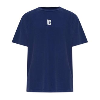 Balmain Homme, Tops, Bleu, Taille: L T-shirt avec logo brod&eacute;