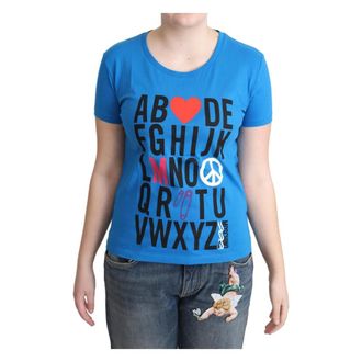 Moschino Schickes Alphabet Baumwoll T-Shirt Blau - - Tops - Damen - Blau - S