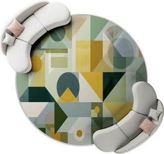 Generic Vert Tapis Rond Lavable, Motif Abstrait &Eacute;l&eacute;gant G&eacute;om&eacute;trique Art D&eacute;co pour Enfants Salon Chambre &agrave; Coucher Salle &agrave; Manger ou Salle de Jeux Tapis Doux e