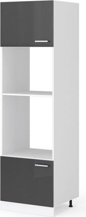 Vicco Armoire haute universelle R-Line, Anthracite Haute brillance, 60 cm avec &eacute;tag&egrave;res ouvertes, et portes