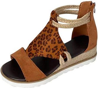 Generic Sandales d&eacute;t&eacute; plates pour femme - &Eacute;l&eacute;gantes - Antid&eacute;rapantes - Bout rond - Bottes r&eacute;tro - Sandales &agrave; talons ouverts - Sandales pour femme - Sangle &agrave; b