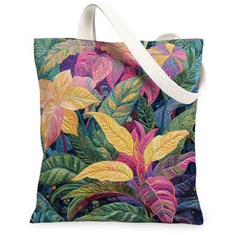 Generic Sac fourre-tout en toile de fleurs de coleus printanier pour le shopping, 33 x 38,1 cm, sac d&eacute;picerie r&eacute;utilisable pour femme, sac d&eacute;picerie esth&eacute;tiqu