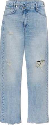 AllSaints Femme, Jeans, Bleu, Taille: W26 Aki Mid Rise Crossover Jeans