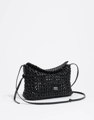 Bimba & Lola mini sac port&eacute; &eacute;paule tress&eacute; noir
