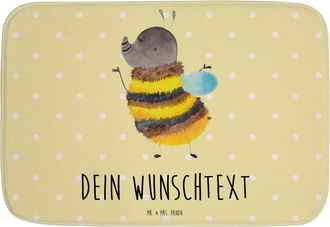 Mr. & Mrs. Panda Personalisierte Badematte Hummel flauschig - Geschenke, Bad Teppich, Blume, Badezimmer Matte Mit Namen, Duschvorlage, Biene, Lustige Spr&uuml;che, Natur, B