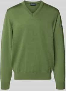 Maerz Strickpullover aus Schurwolle mit V-Ausschnitt