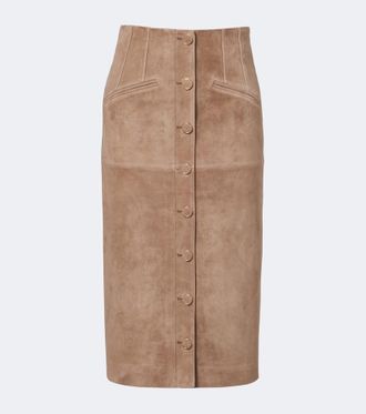 Veronica Beard Midirock Callisian aus Veloursleder