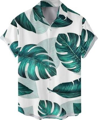 Generic Chemise hawa&iuml;enne d&eacute;contract&eacute;e pour homme boutonn&eacute;e dr&ocirc;le de croisi&egrave;re hawa&iuml;enne palmier chemise &agrave; manches courtes floral cara&iuml;bes tropical tendance &eacute;