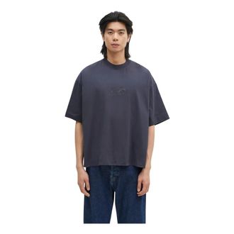 VETEMENTS Oval Logo Cropped Boxy T-Shirt - - Tops - Herren - Blau - L