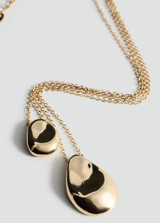 Mango Collier &agrave; double pendentif gouttes or - Femme - Taille unique - MANGO