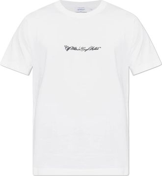Off-white Homme, Tops, Blanc, Taille: L T-shirt avec Logo Brod&eacute;