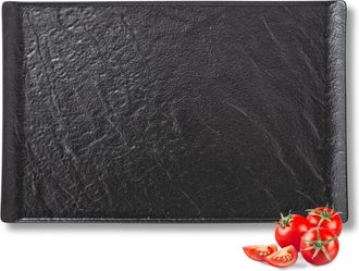 Wilmax England Wilmax | Servierplatte aus Porzellan | Natursteinimitat | Handglasiert | Für Sushi, Aufschnitt, Käse | Sicher | Robust | Kratzfest | Spülmaschinenfest