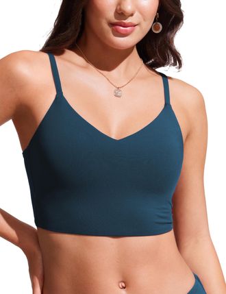 CRZ YOGA Damen Bikini Top Swimsuit Schnell Trocknend Padded Bikini Swim Oberteil Abzeichen Blau 40
