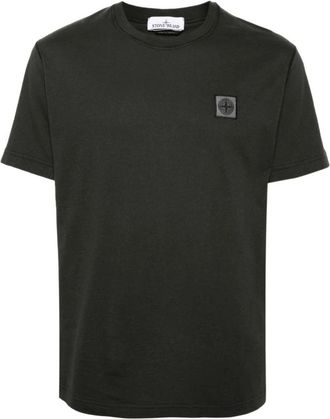 Stone Island Homme, Tops, Brun, Taille: 2XL T-shirt col rond manches courtes avec logo