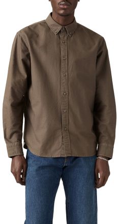 Levi's Herren Authentic Hemd mit Button-Down-Kragen, Khaki Green Garment, XXL