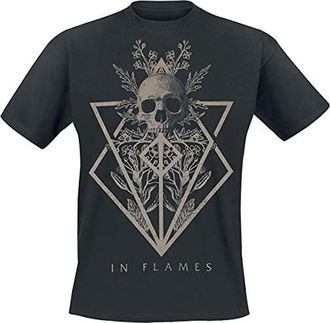 In Flames Skull Homme T-Shirt Manches Courtes Noir XXL 100% Coton Regular/Coupe Standard