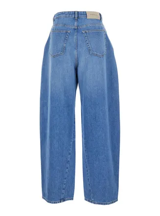 Givenchy Womens Blue Denim Wide Leg Jeans With Logo Patch Cotton