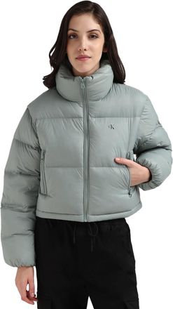 Calvin Klein Jeans Damen Pufferjacke Down Cropped Puffer Kurz, Grau (Slate Gray), XL