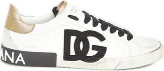 Dolce & Gabbana Homme, Chaussures, Blanc, Taille: 40 1/2 EU Baskets Basses avec Logo DG