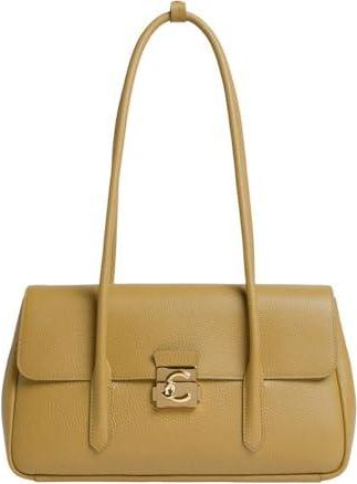 Coccinelle Cuir sac &agrave; &eacute;paule bandouli&egrave;re sac &agrave; main C-Me Lock Handbag Grained Leather Seagrass kaki