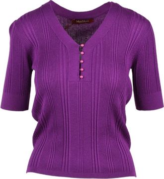 Max Mara Femme, Pulls, Violet, Taille: 40 FR Sottogiacca V-neck Tricots