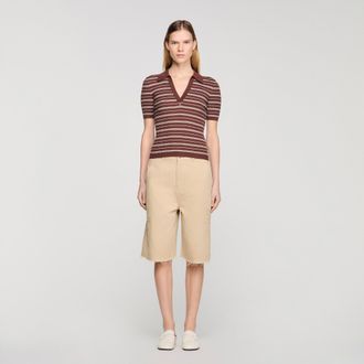 Sandro Pull &agrave; rayures col polo V