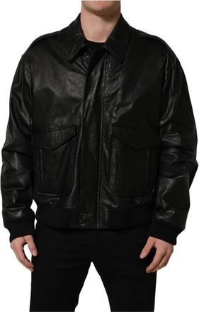 Dolce & Gabbana Homme, Vestes, Noir, Taille: 3XL Full Zip Biker Jacket