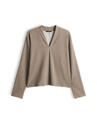 OPUS Langarmshirt Sadosa aus Jersey mit weicher Struktur Schmal zulaufende Silhouette mit Fledermaus&auml;rmeln und V-Ausschnitt
