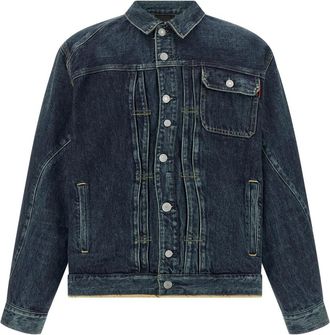 Undercover Homme, Vestes, Bleu, Taille: XL Veste en jean d&eacute;lav&eacute;e