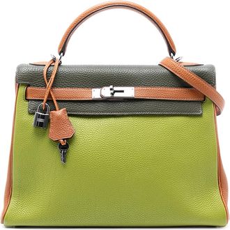 Herm&egrave;s Hobo Bags - Tricolor Togo Kelly II Retourne 32 - Gr. unisize - in Gr&uuml;n - f&uuml;r Damen