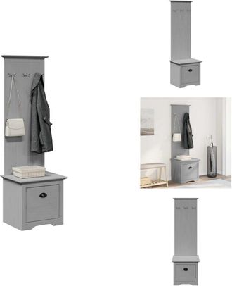 vidaXL Flurschrank mit Haken bodo Grau 50x40x157 cm - Flurschrank - Flurschr&auml;nke - Flurm&ouml;bel - Garderobe