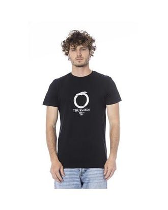 Trussardi T-Shirt &agrave; Manches Courtes et col Rond pour Homme avec Logo imprim&eacute; en Pur Coton Article TRU2MTS03, 05 Black - Silver, M