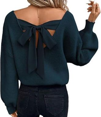 Generic Garhomtur Pull torsad&eacute; &agrave; col haut pour femme, pull dhiver doux &agrave; col roul&eacute; et manches longues en tricot chaud, bleu marine, 36-38